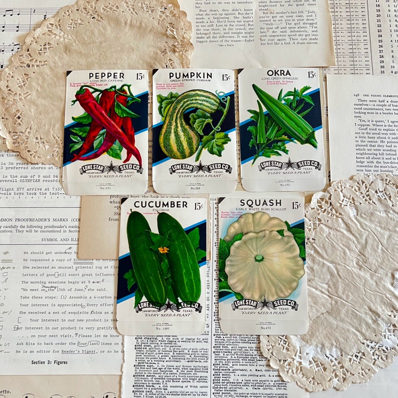 Vintage Vegetable Seed Packets: 1970s Gardening Ephemera Set - Etsy