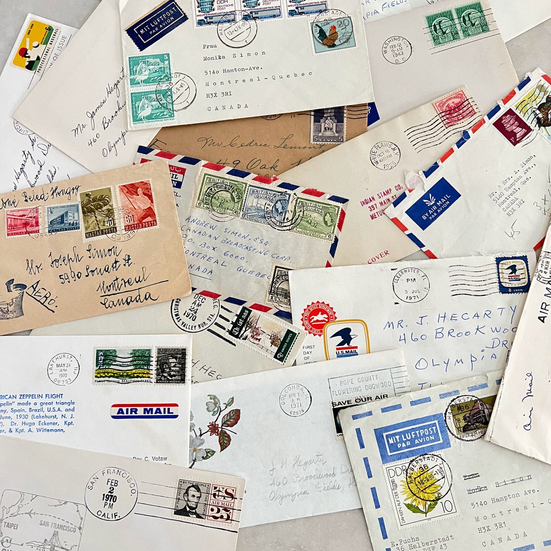 6 Vintage Stamped Envelopes: 1950s-80s Ephemera for Junk Journals - Etsy
