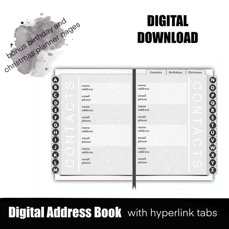 Digital Address Book, Hyperlink Tabs, Phone Book, Goodnotes Planner ...