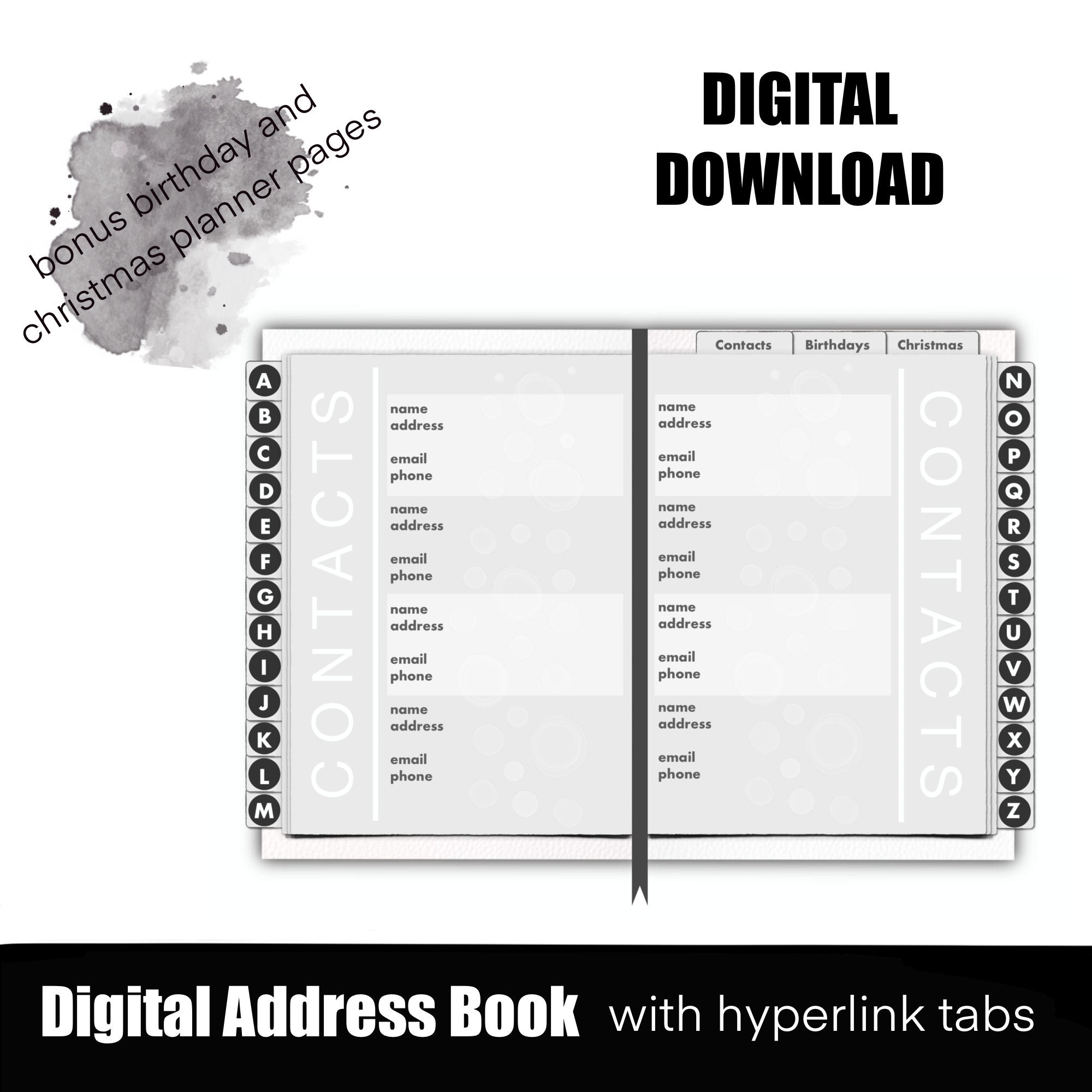 Digital Address Book, Hyperlink Tabs, Phone Book, Goodnotes Planner ...