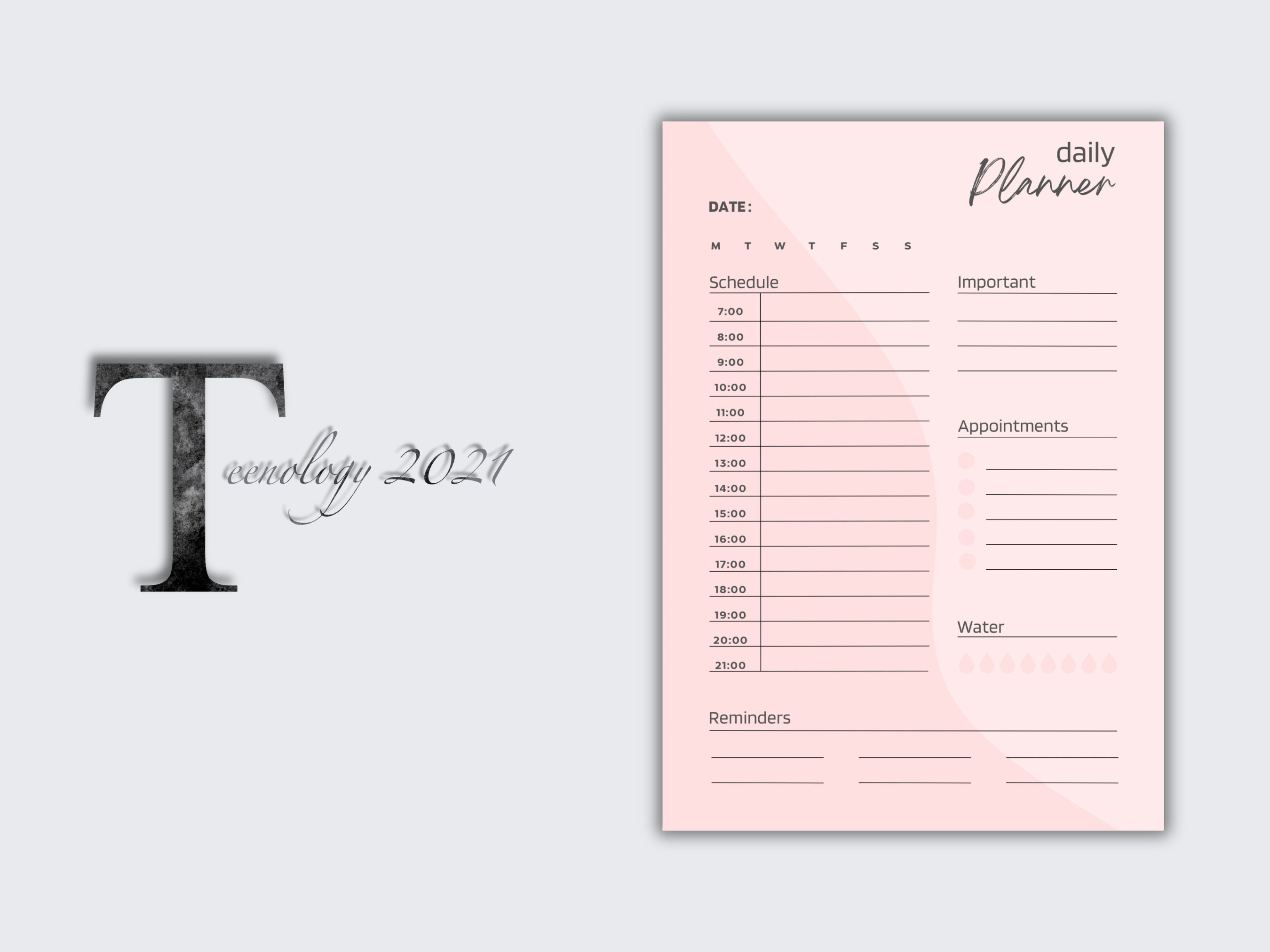 Digital Pink Daily Planner Printable Productivity Organizer - Etsy