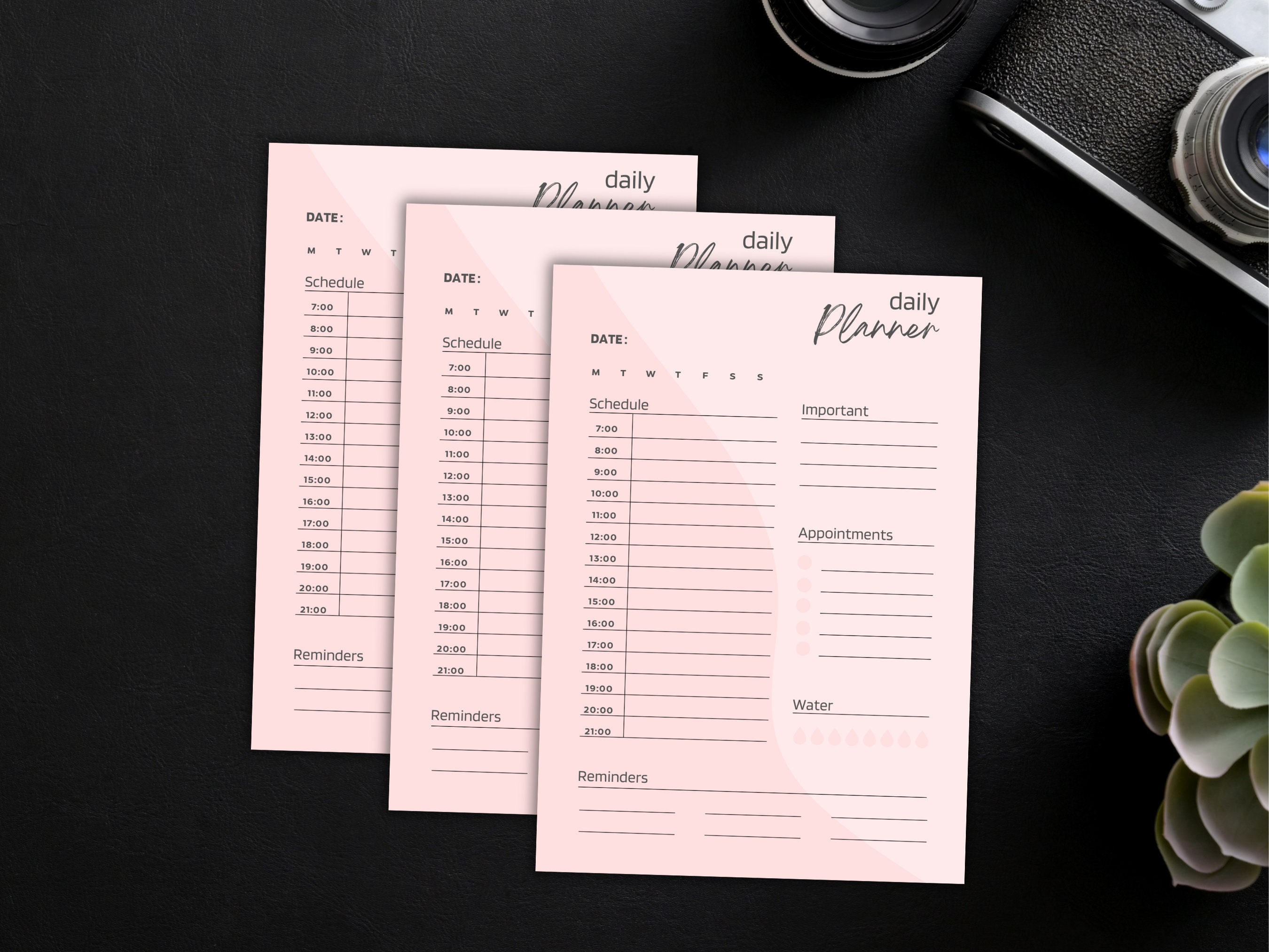 Digital Pink Daily Planner Printable, Productivity Organizer, Weekly ...