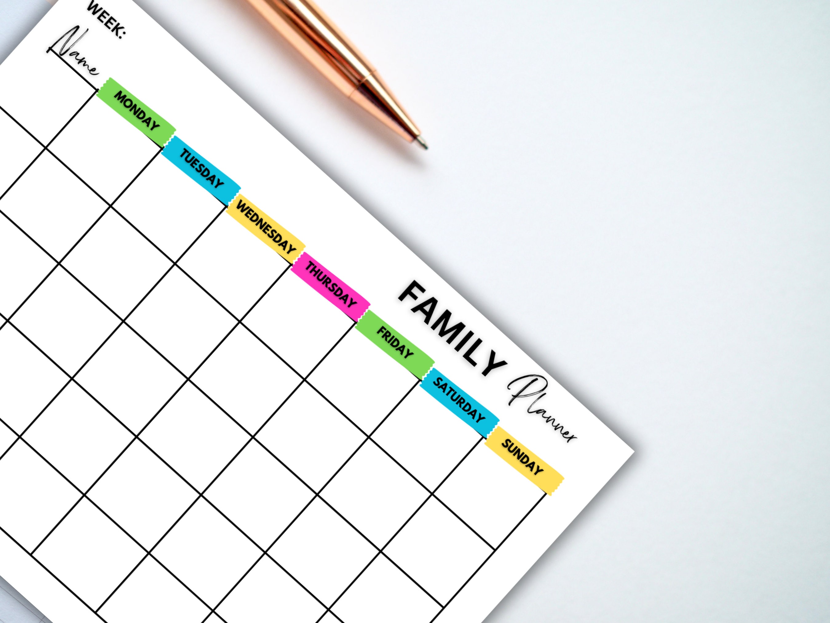 Weekly Family Planner Printable Daily Schedule Student Chore - Etsy