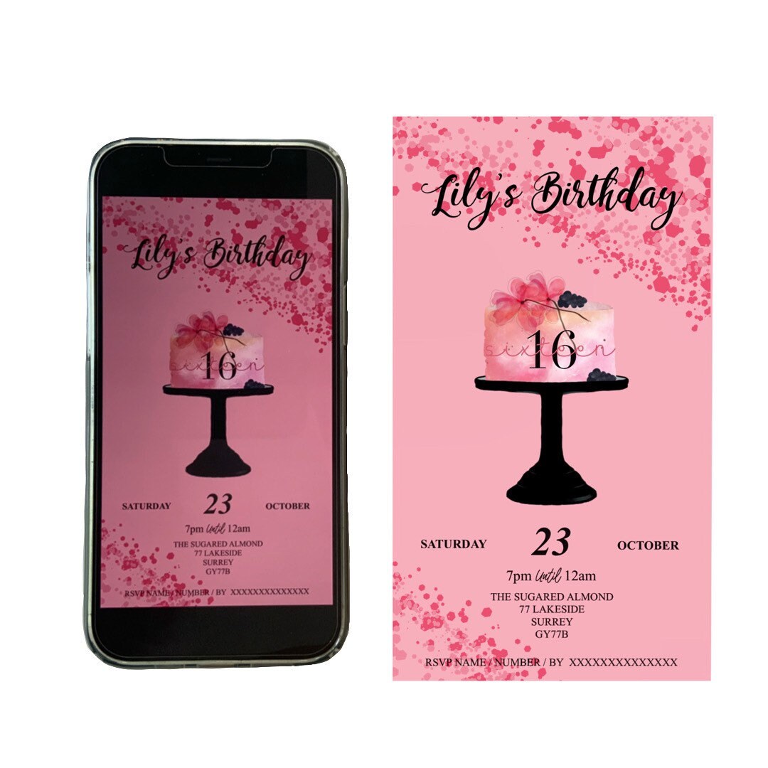 Digital Personalised Birthday Invitation, Electronic Invitation ...