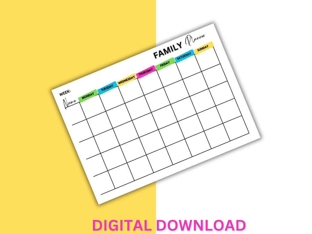 Weekly Family Planner, Printable Daily Schedule, Student Chore Chart ...