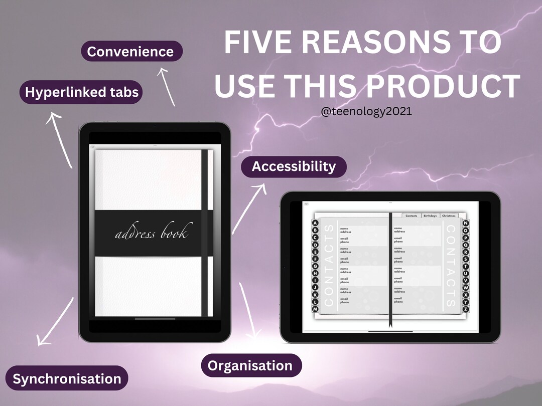 Digital Address Book, Hyperlink Tabs, Phone Book, Goodnotes Planner ...