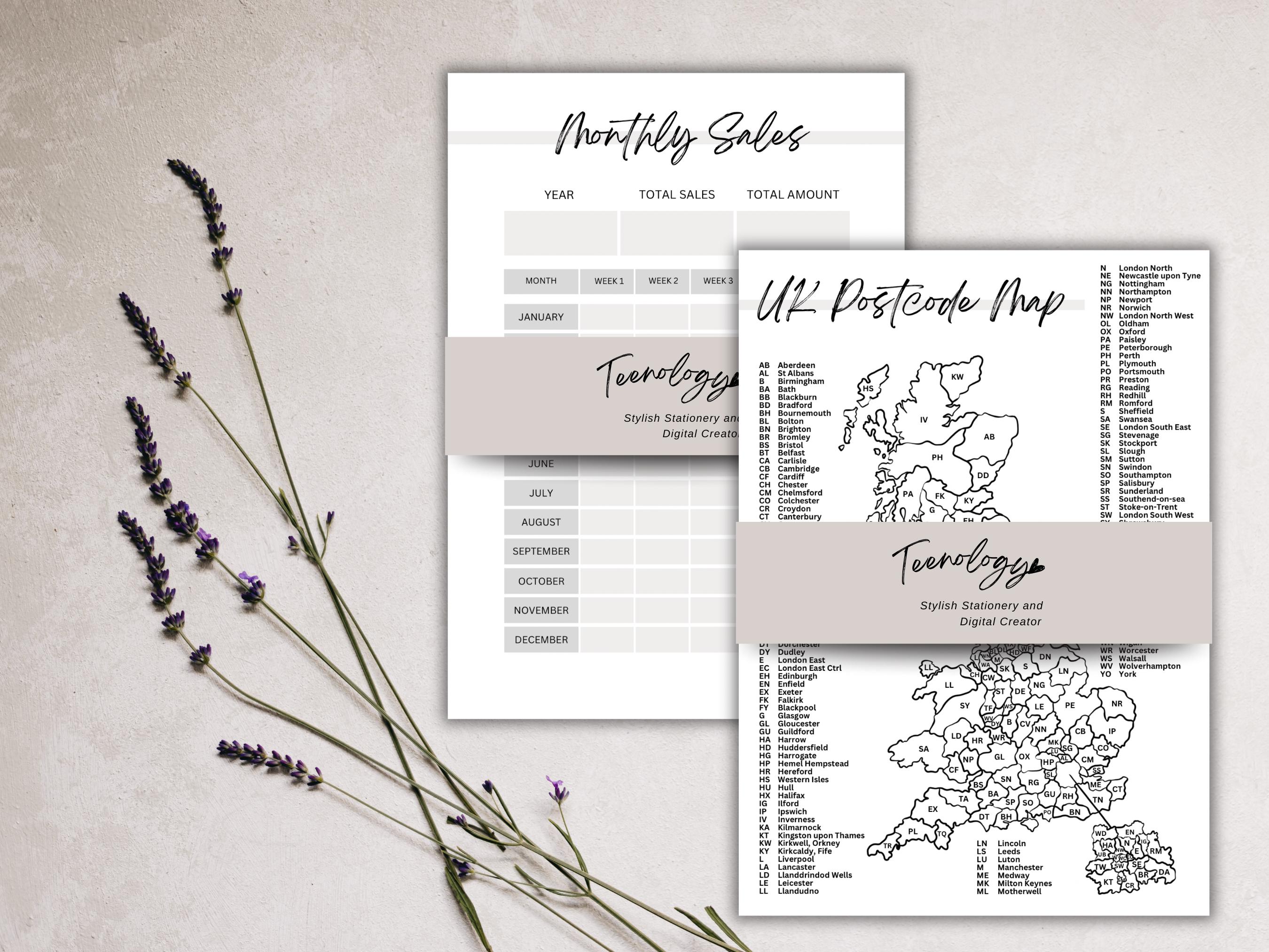 UK Postcode Map and Sales Tracker, Small Business Sales Record, Colour ...
