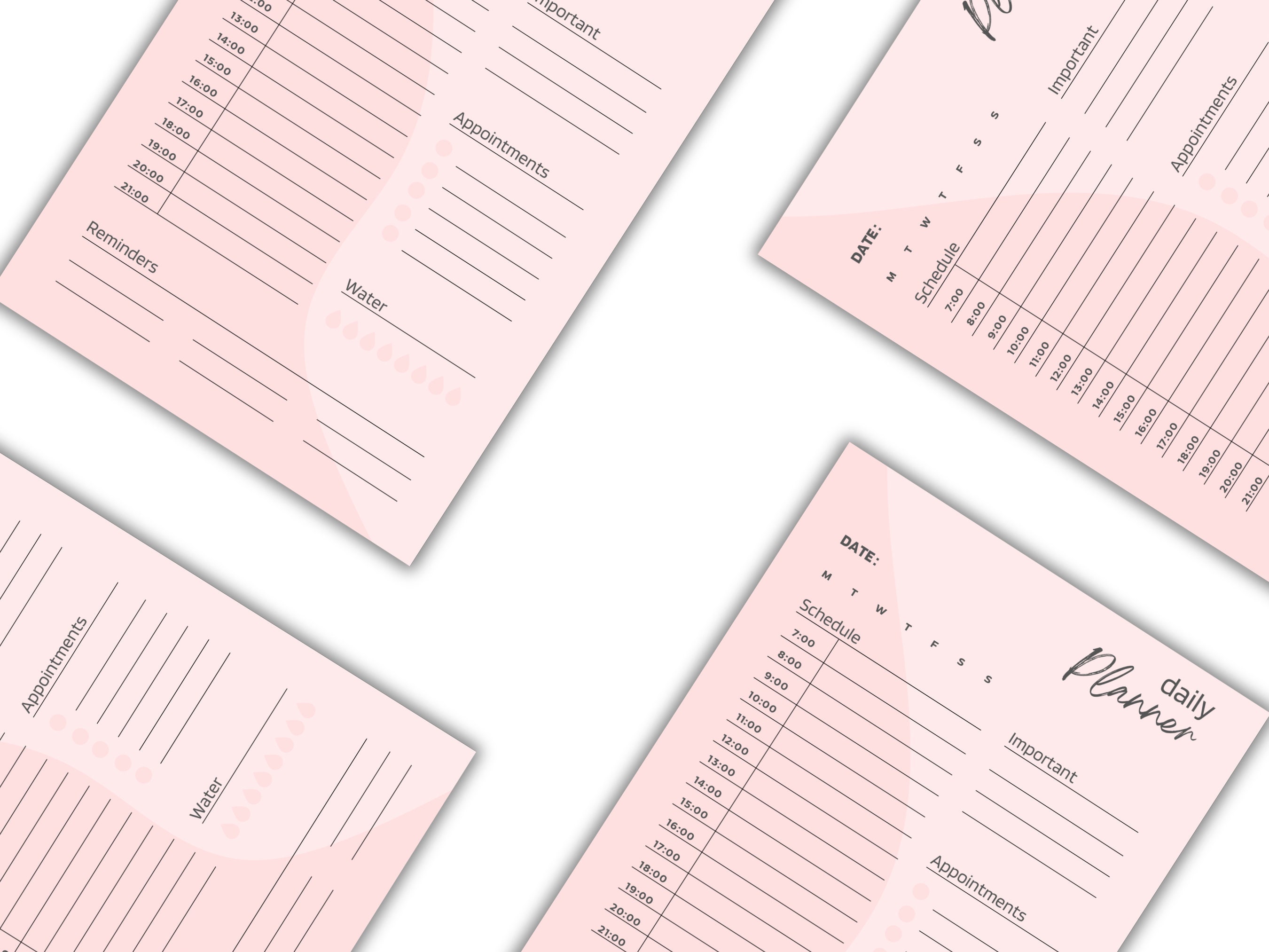 Digital Pink Daily Planner Printable Productivity Organizer - Etsy