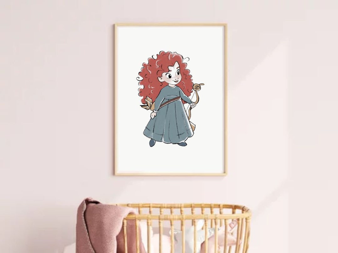 Baby Princess Merida Art Print Brave Art for Girls Nursery, Hand Drawn ...