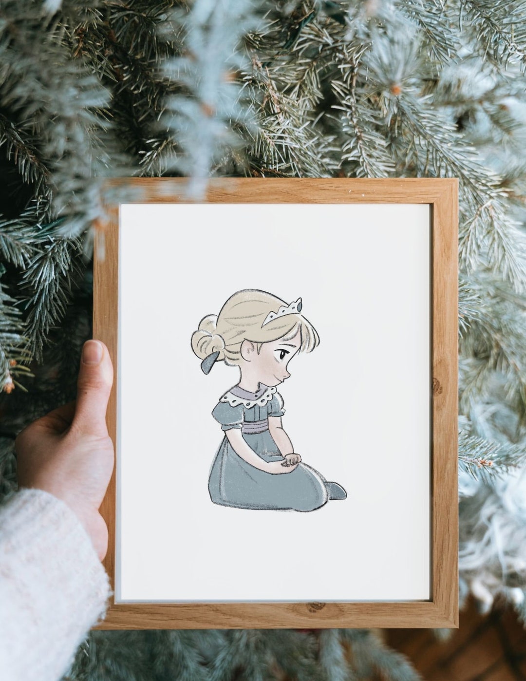 Young Princess Elsa Art Print Frozen for Girls Nursery, Hand Drawn ...