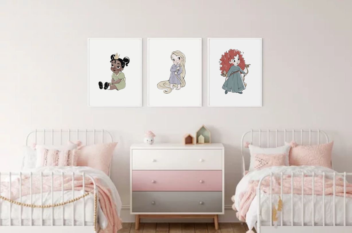 Baby Princess Rapunzel Art Print Tangled Art for Girls Nursery, Hand ...