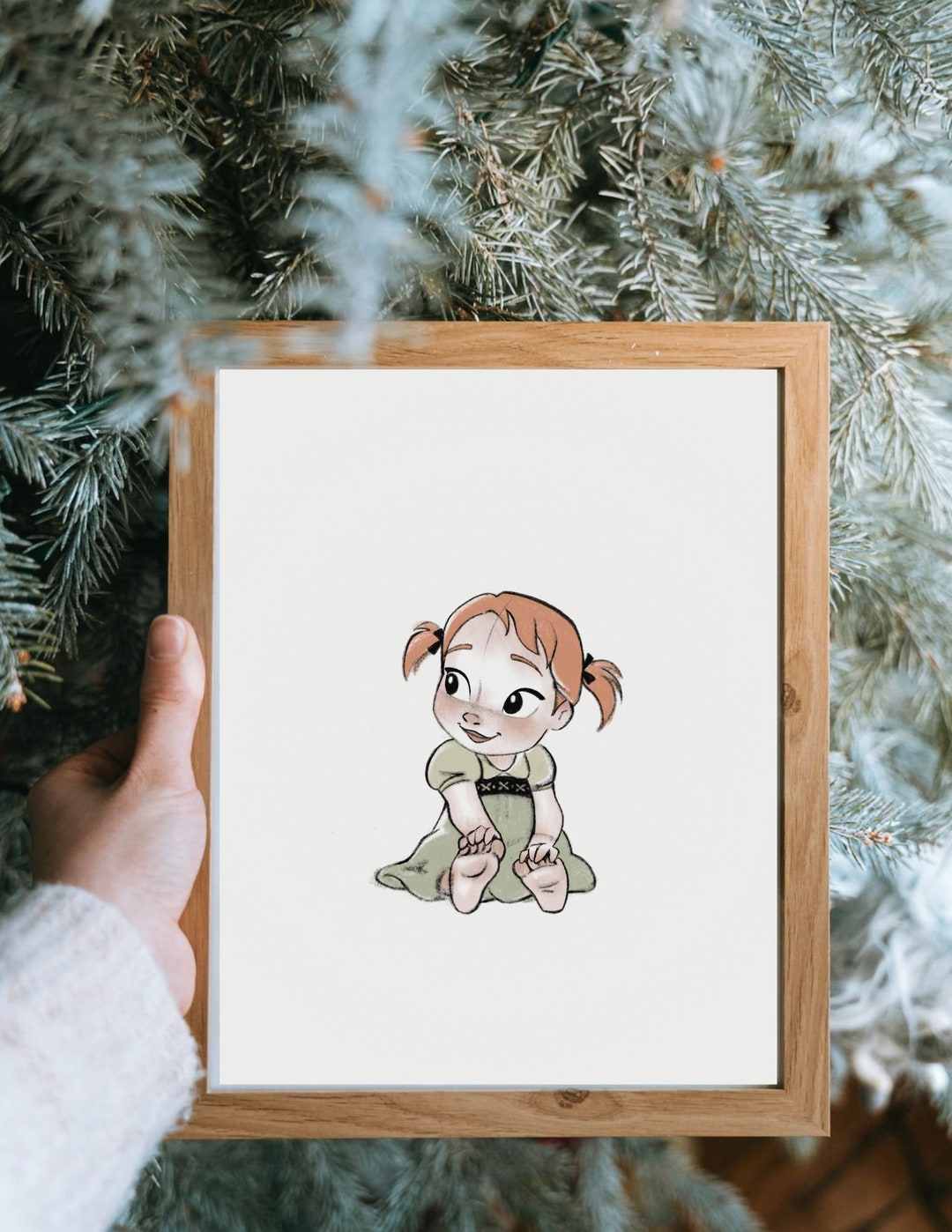Baby Princess Anna Art Print Frozen for Girls Nursery, Hand Drawn ...