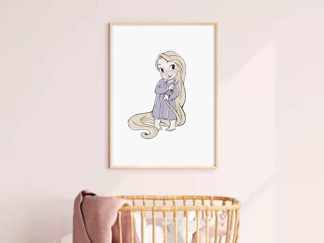 Baby Princess Rapunzel Art Print Tangled Art for Girls Nursery, Hand ...