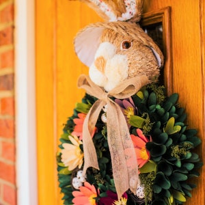 Spring Easter Bunny Front Door Wreath Easter Eggs Décor Spring Wreath ...