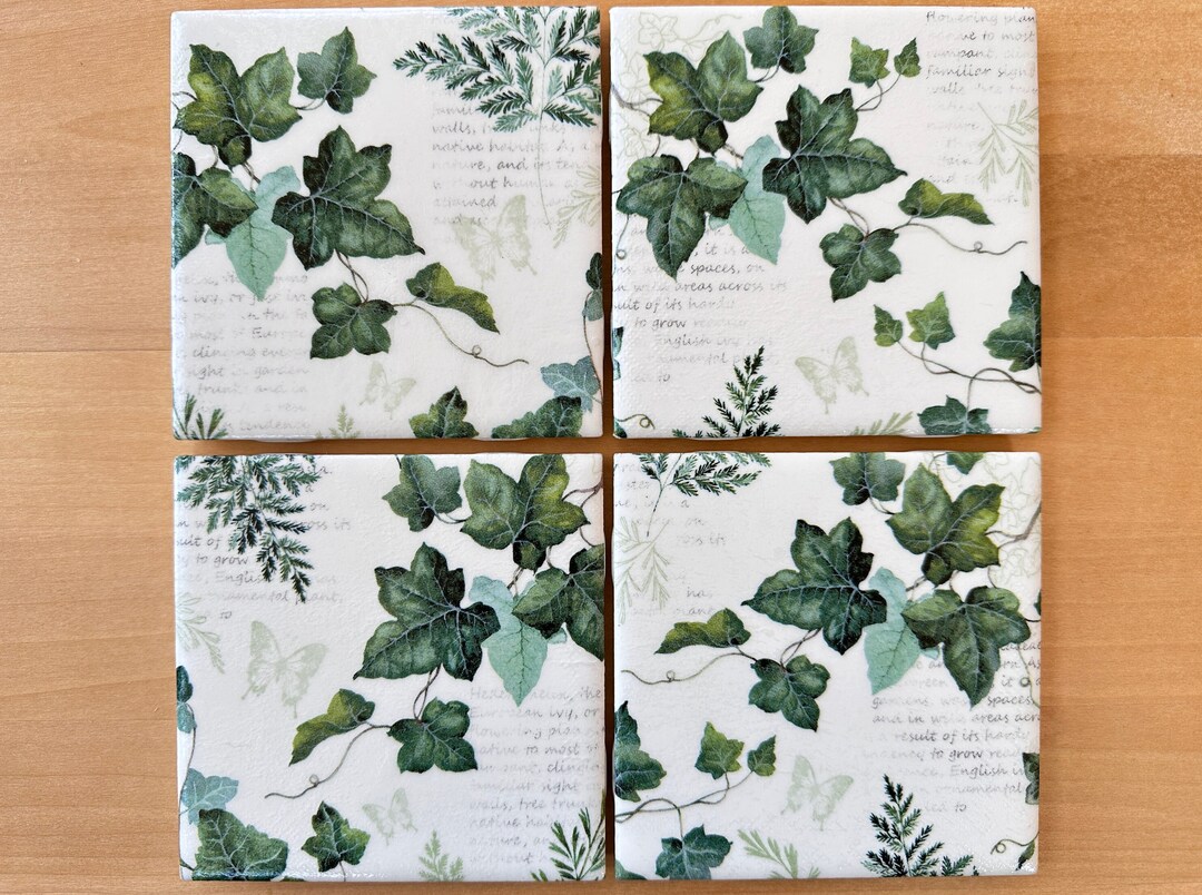 Handmade Ivy Leaf Ceramic Coasters: Botanic Garden Decor (set of 4) - Etsy