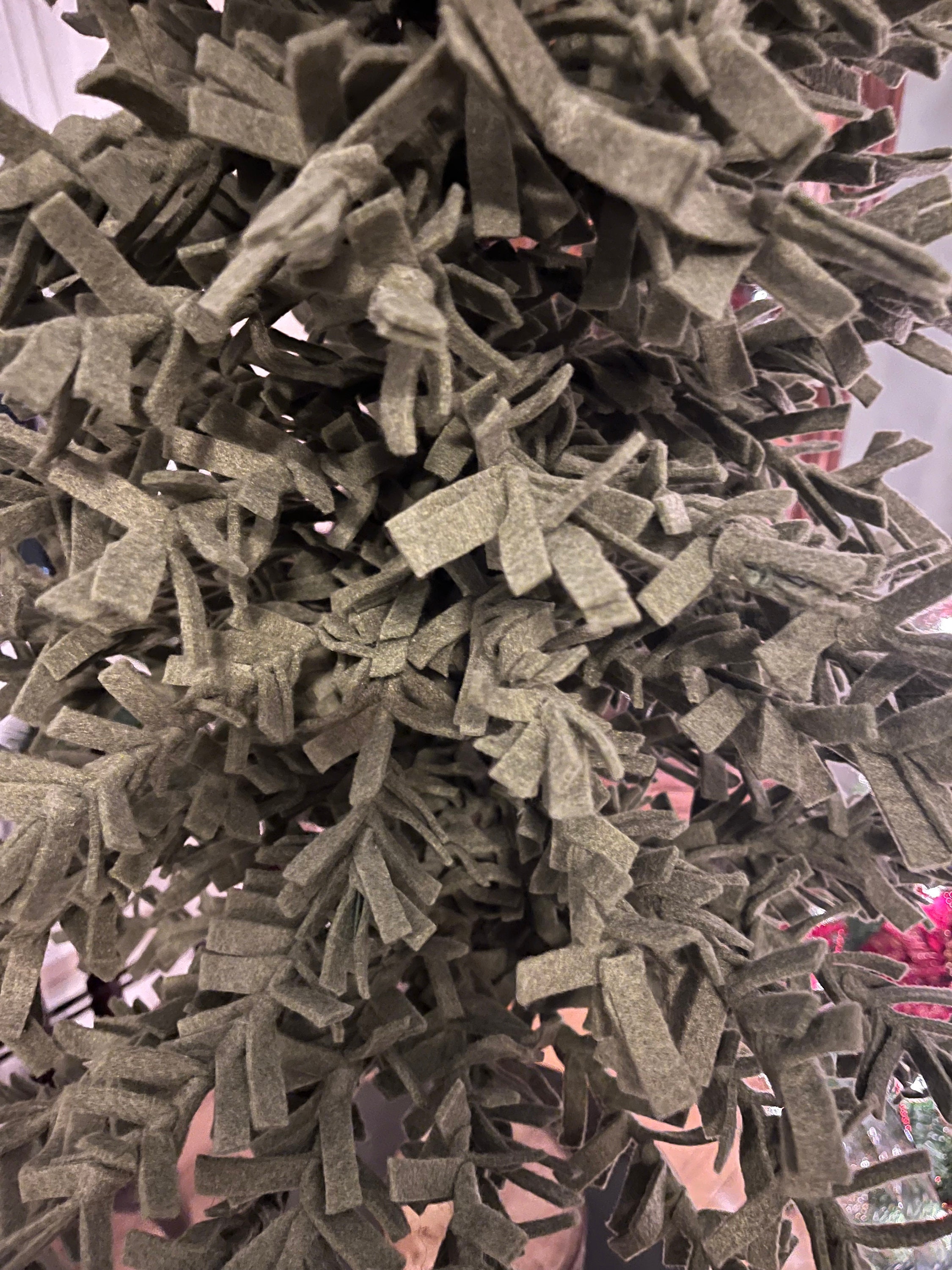 42 Inch Green Wool Pine Tree With Real Tree Base, Christmas Tree ...