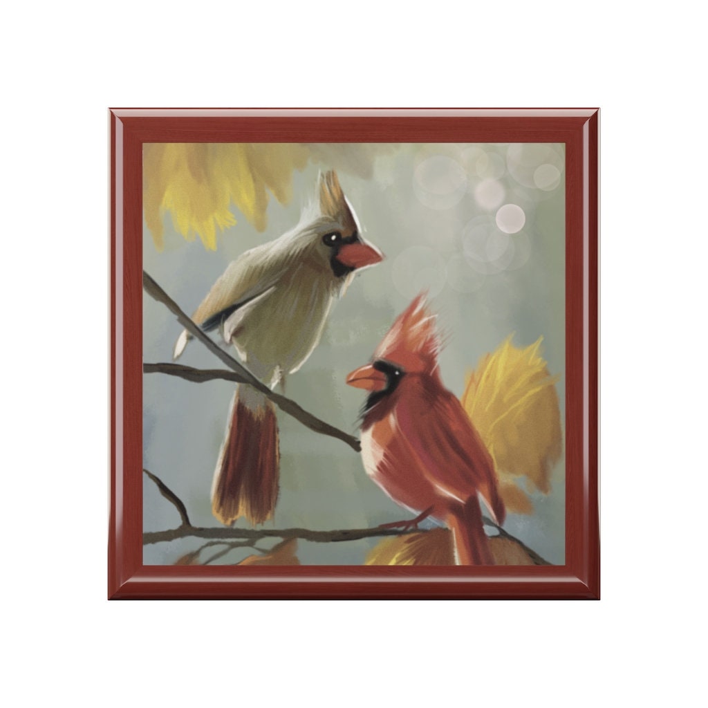 Cardinal Jewelry Box, Female and Male Cardinal, Wood Jewelry Box, Gift ...