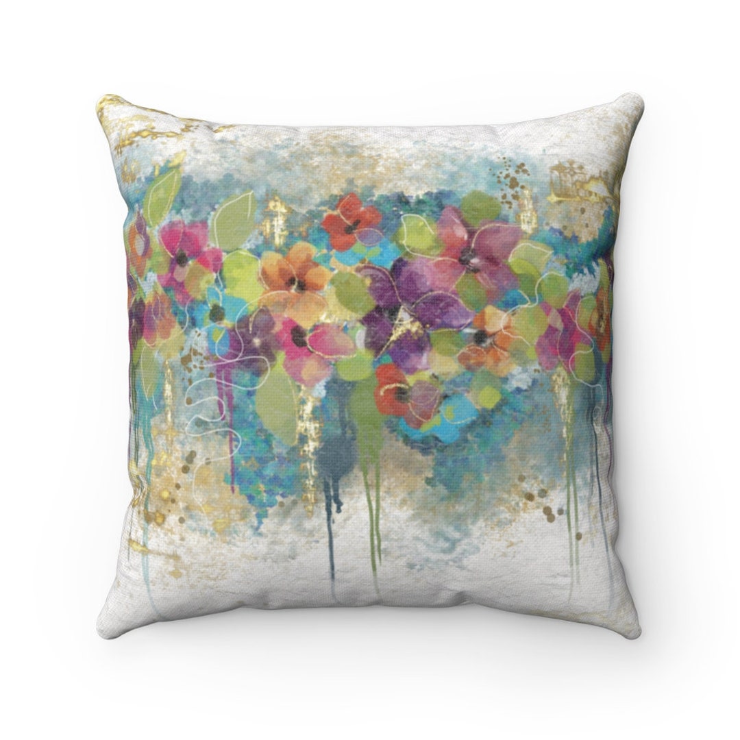 Abstract Floral Print Pillow: Bold Watercolor Accent Pillow - Etsy