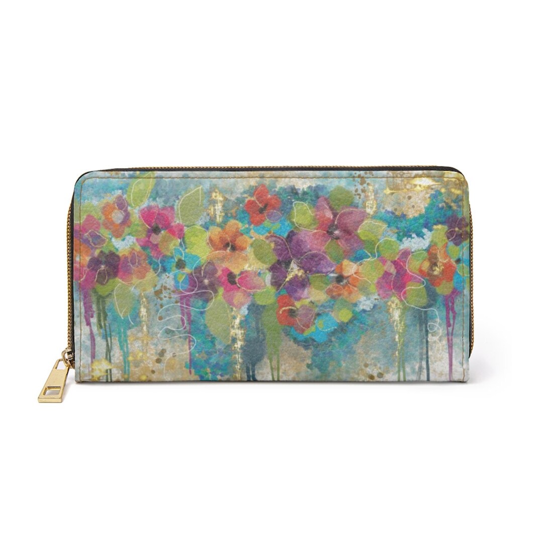 Floral Zipper Wallet Hold Checkbook, Credit Cards and Drivers License ...