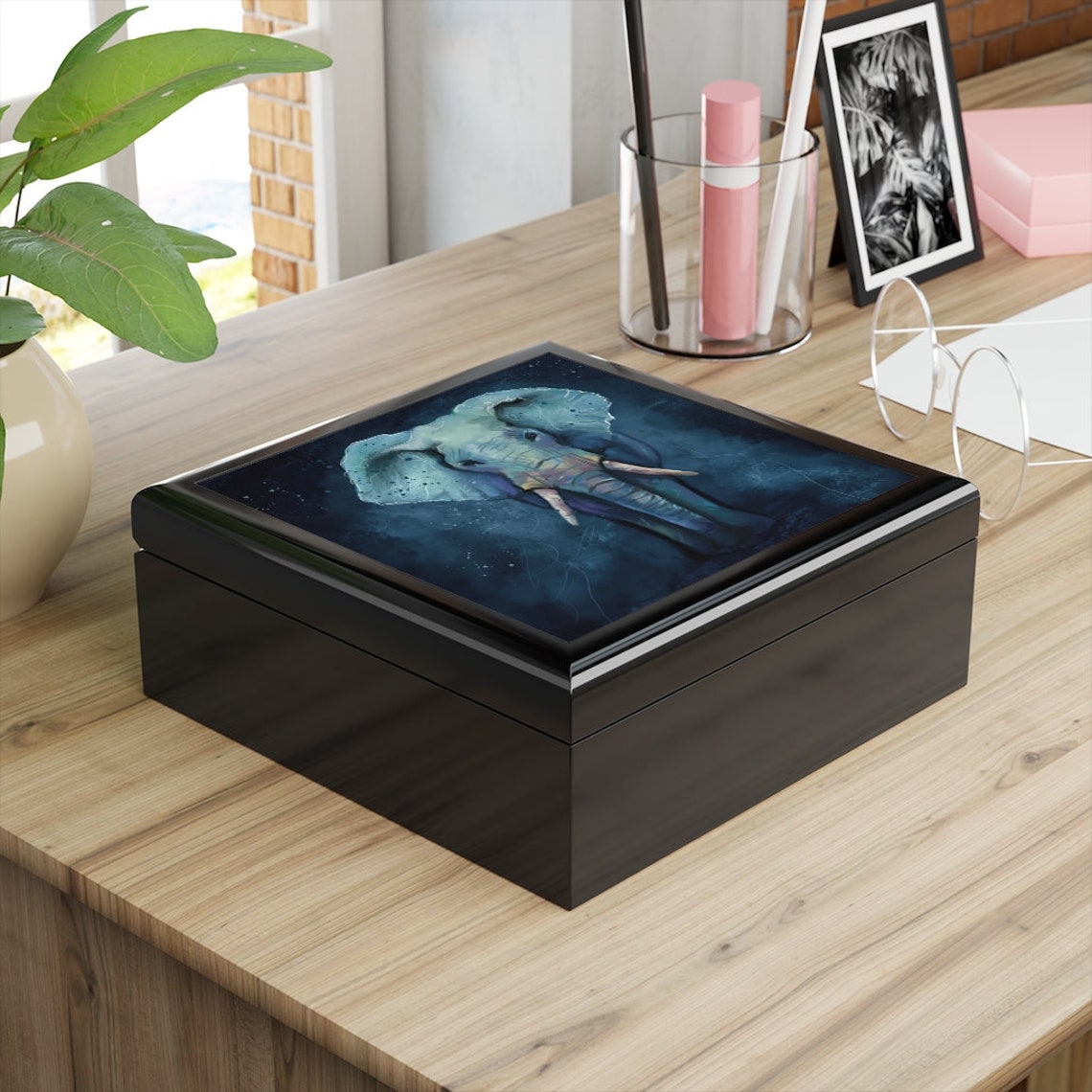 Elephant Jewelry Box, Wooden Jewelry Box, Jewelry Storage Box, Elephant ...