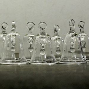 12 Glass Bells Ornaments Suncatchers Bells, 2 Inch Crystal Clear Hand ...