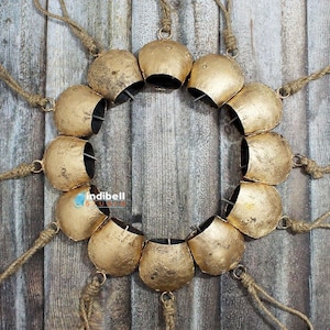 8 Rustic Golden Round Recycled Vintage Style Cow Bells Iron Metal 3 for ...