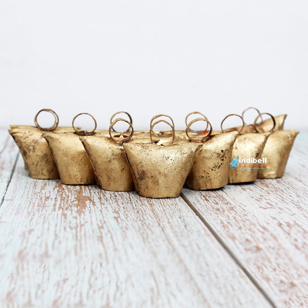 Gold Cap Vintage Rustic Craft Cow Bells for DIY Wind Chimes, Wreaths ...