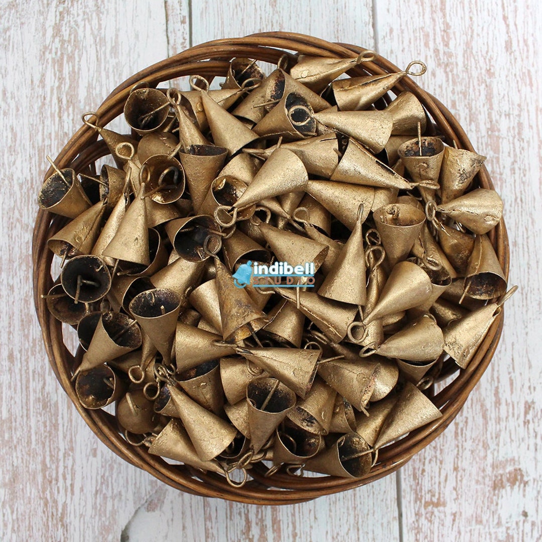 120 PC Golden Rustic Tin Cow Bells of 1.75 Vintage Style Bronze Color ...