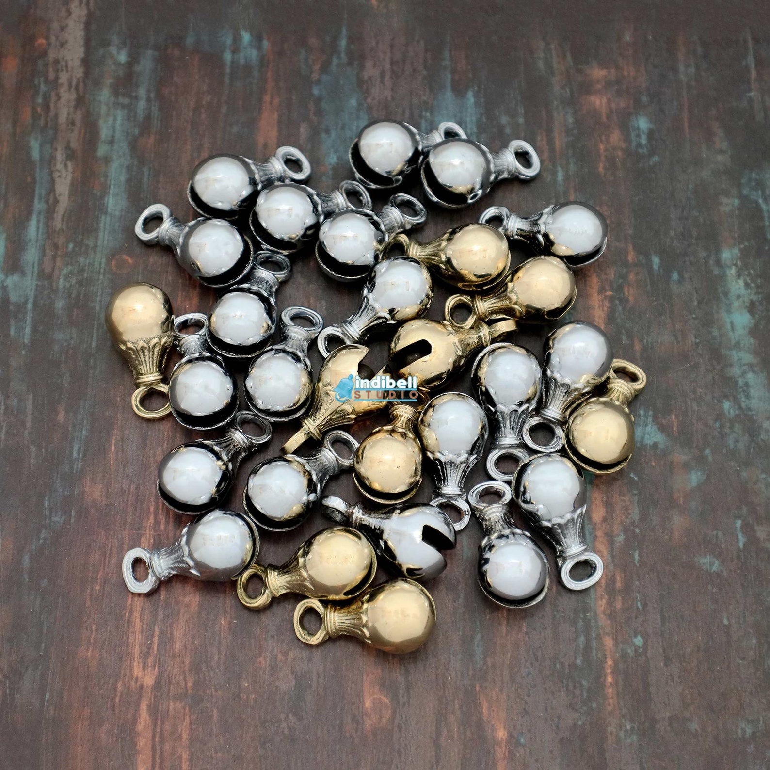 10 Gold Crown DIY Brass Sleigh Bells, Decorative Ornaments Vintage ...