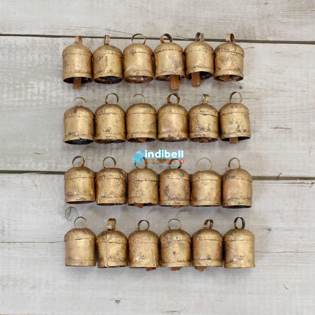 24 Rustic Gold Wedding Favors Bells, Do It Yourself Wind Chime Metal ...