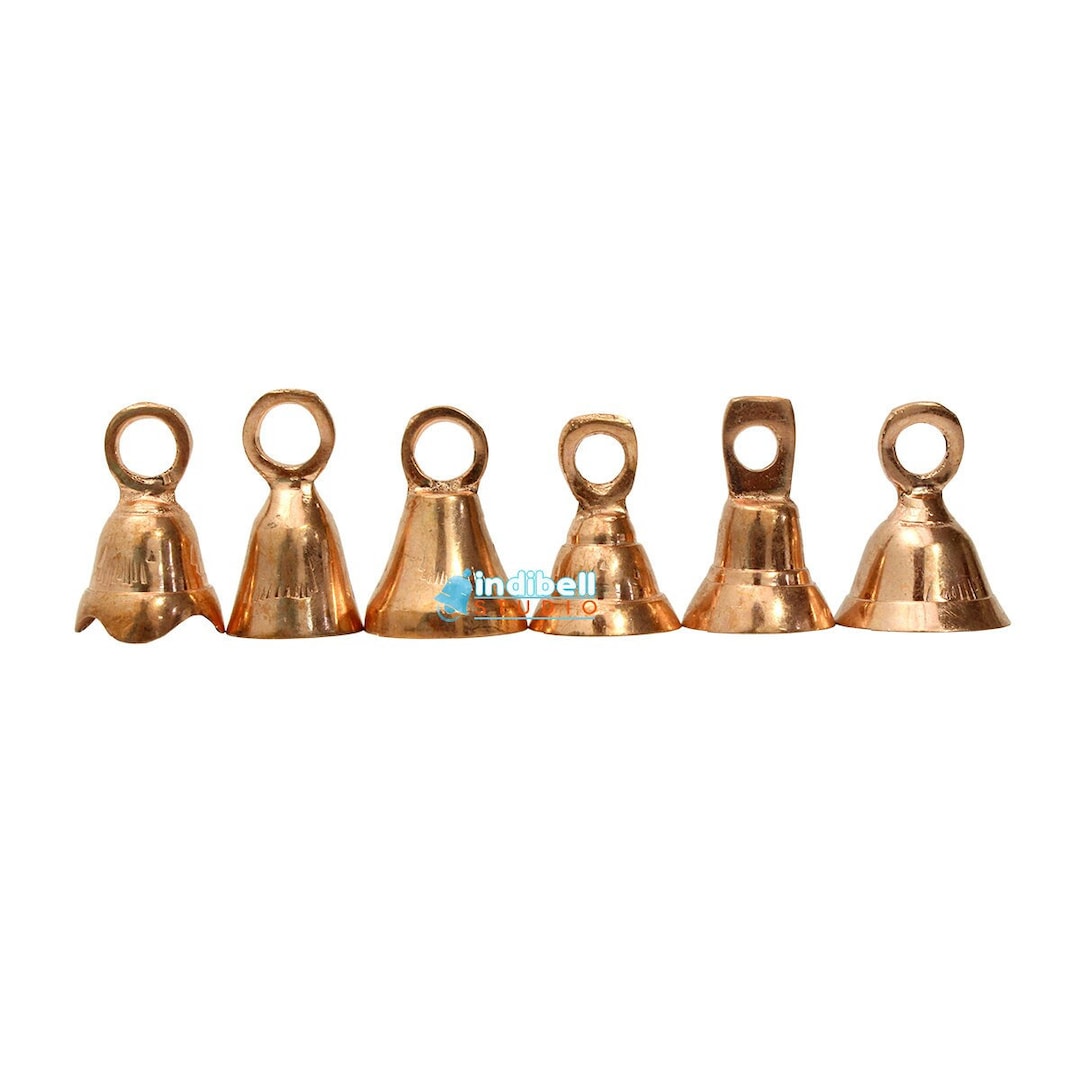 12 Assorted Small Brass Copper Bells, Sarna Bells, Rose Gold Christmas ...