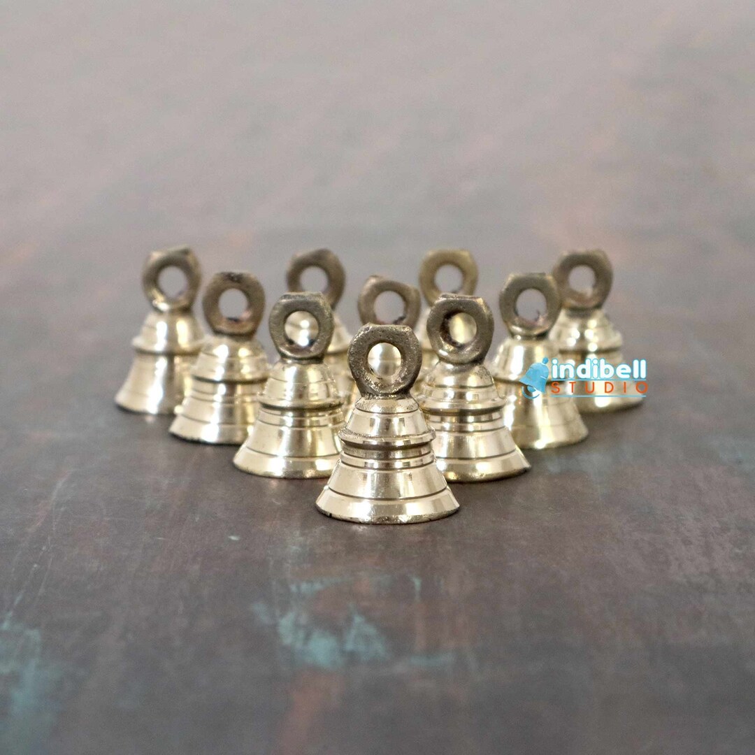 10 Rugged Rusty Gold Temple Bells, Rustic Vintage Brass Decor, Antique ...
