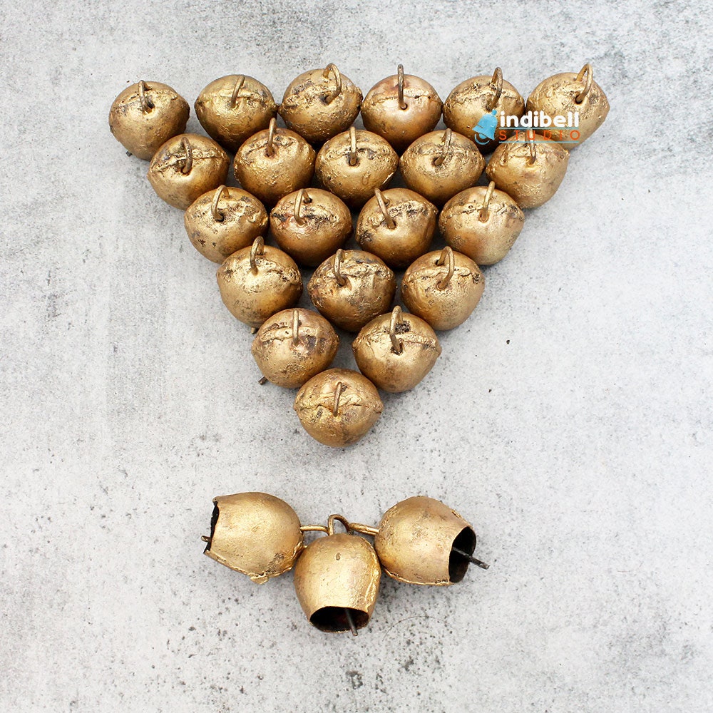 15 Adorable Round Rustic Indian Bells Golden Semi Circle Bells, 2" Inch ...