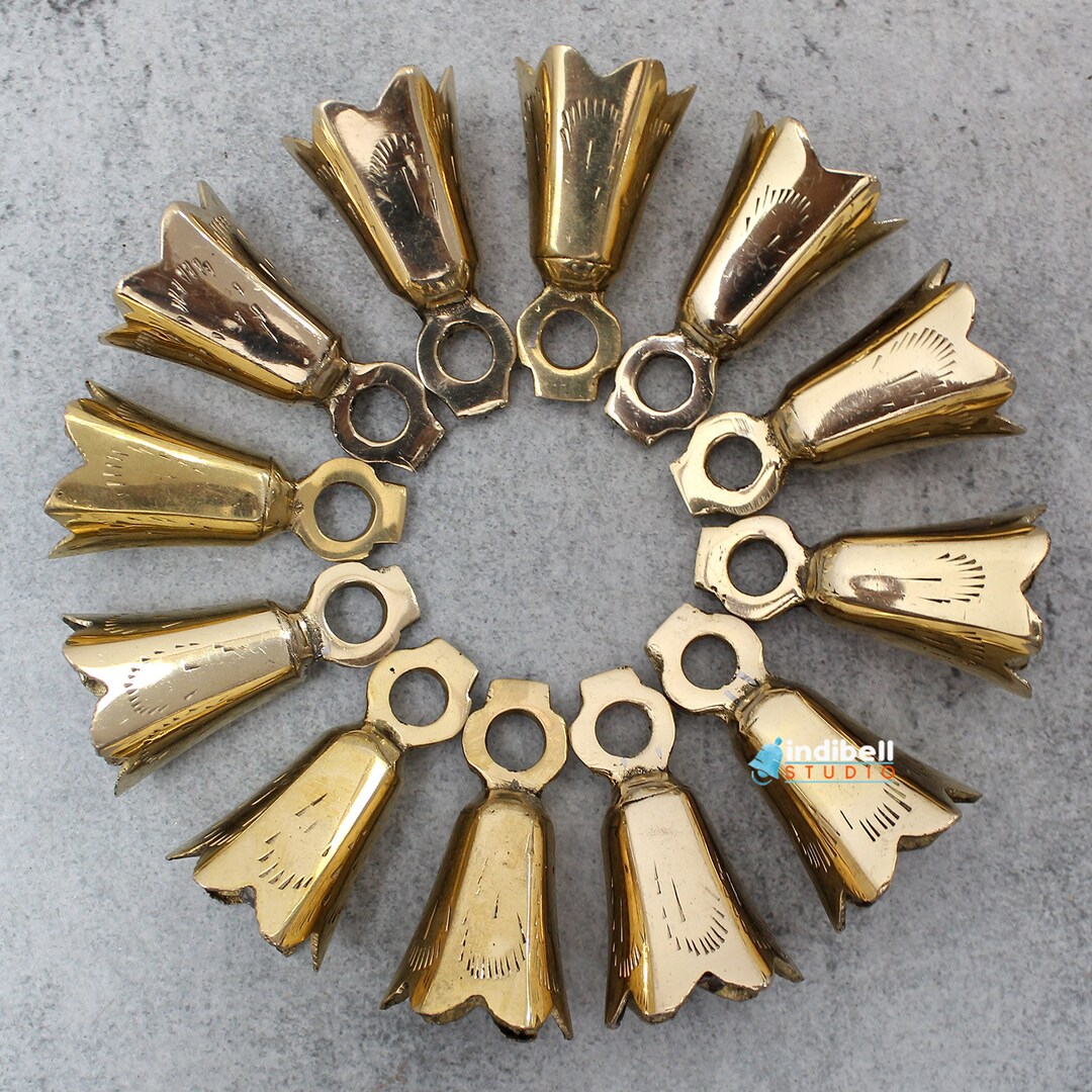 10 Small Christmas Hanging Brass Bells, DIY Wind Chime, Altar Brass ...