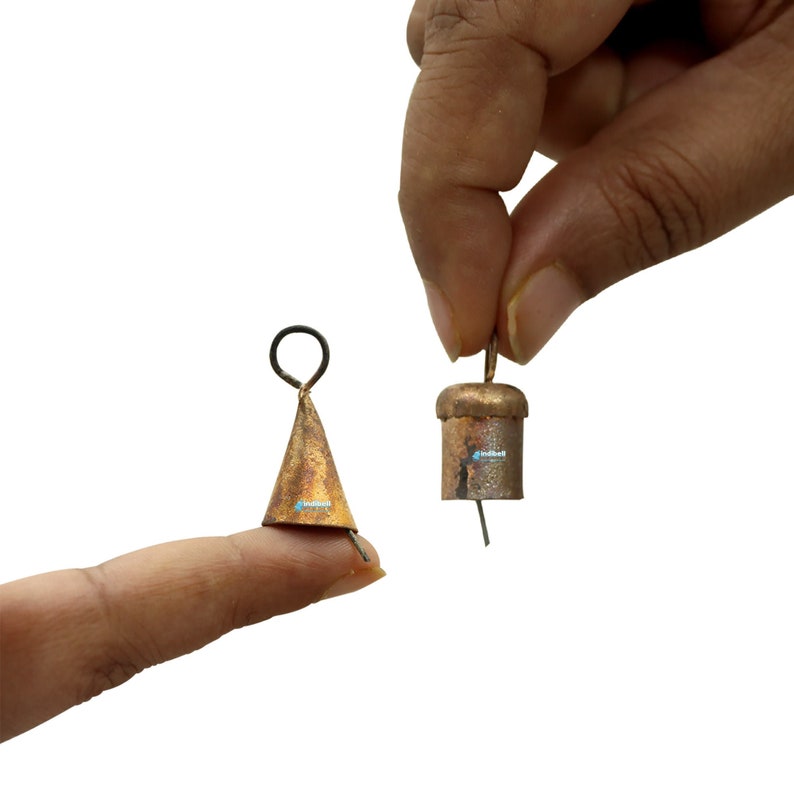 50 Small Mini RUSTIC COW Bells Wind Chimes Garden Bells, Tiny Cone ...