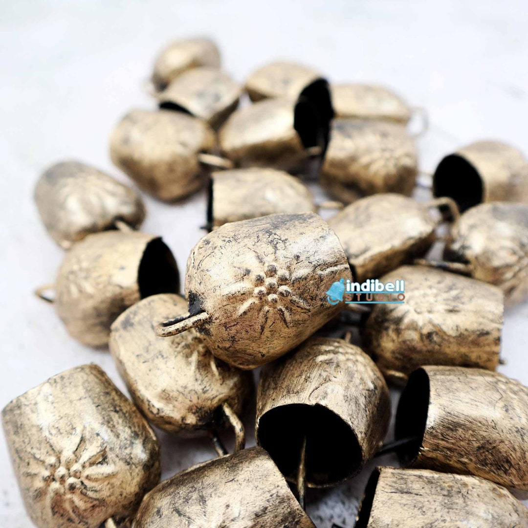 Distressed Edelweiss Embossed Cow Bell, Rustic Garden Outdoor Decor ...