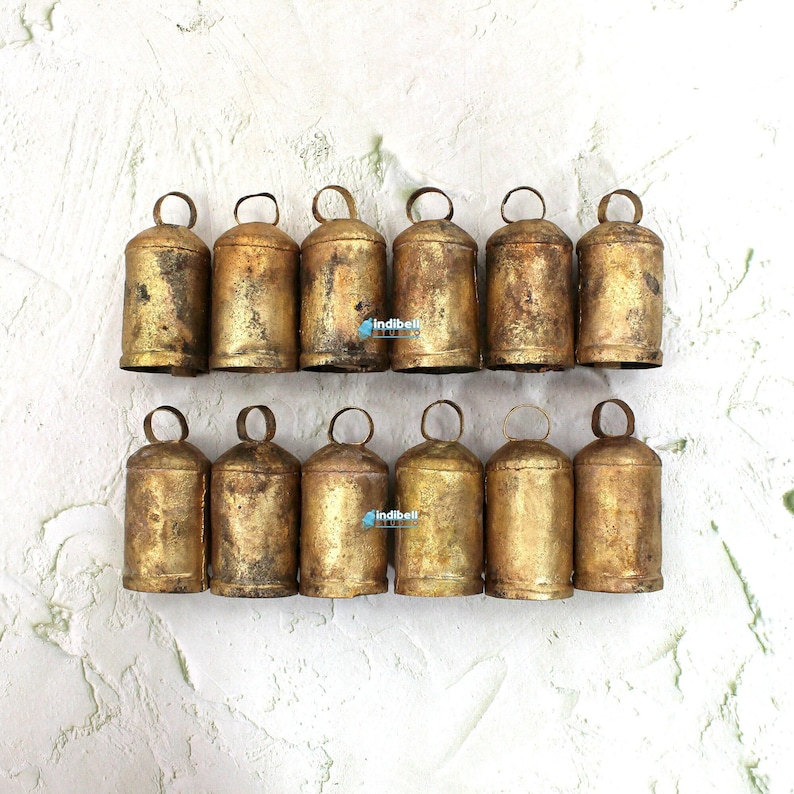 12 Vintage Rustic Iron Tin Bells Cylindrical Recycled Rounded - Etsy