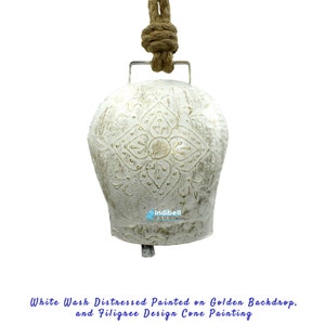 LARGE WHITE Handmade Tin Metal Cowbells, Recycled Metal Indian Hand ...