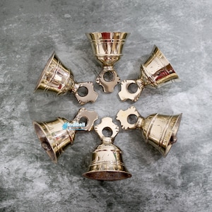 3 Indian Brass Temple Puja Mandir Bells Ghanta, Gold Bells Clear Loud ...