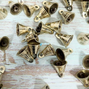 100 Mini Small Indian Brass Bells DIY Crafting, Home Decor Bulk ...