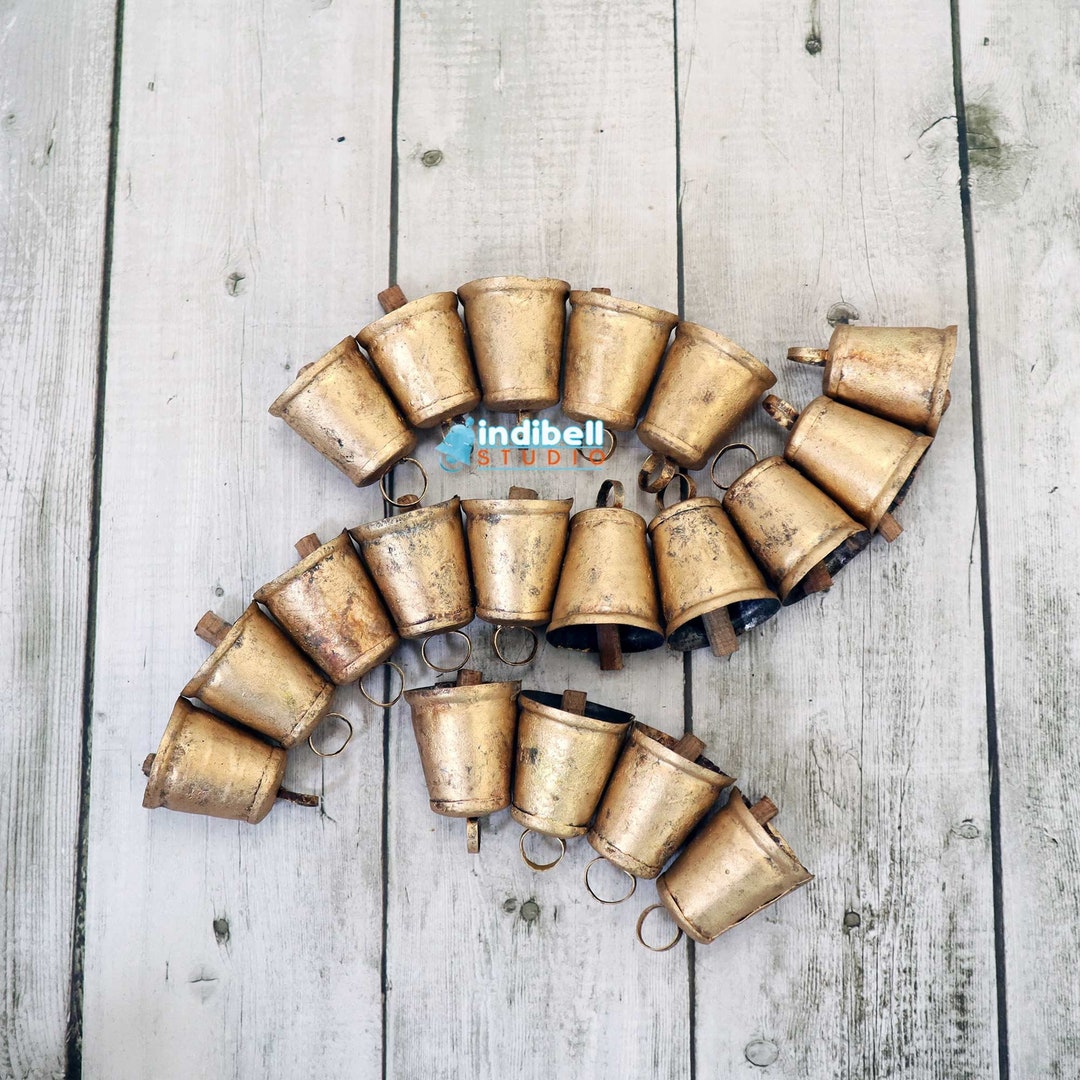8 Metallic Rustic Golden Tub Cow Bells Approx 3 Inch, Rustic Vintage ...