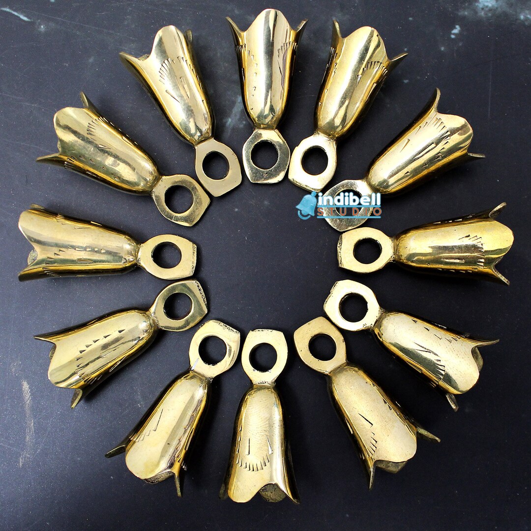 10 Gold Brass Bells for Wind Chimes, 2 Inches Scallop Design Bells for ...