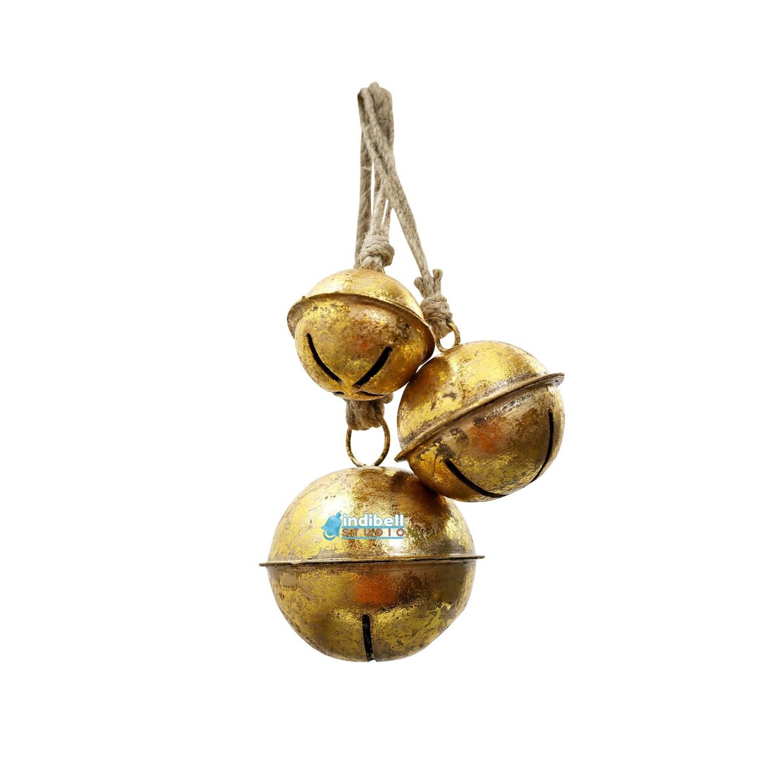 Golden Christmas Jingle Sleigh Bells, Wreath Mantel Front Door Decor ...