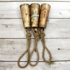 Rustic Metal Primitive Mantle Bells, Large Cow Bells, Vintage Antique ...