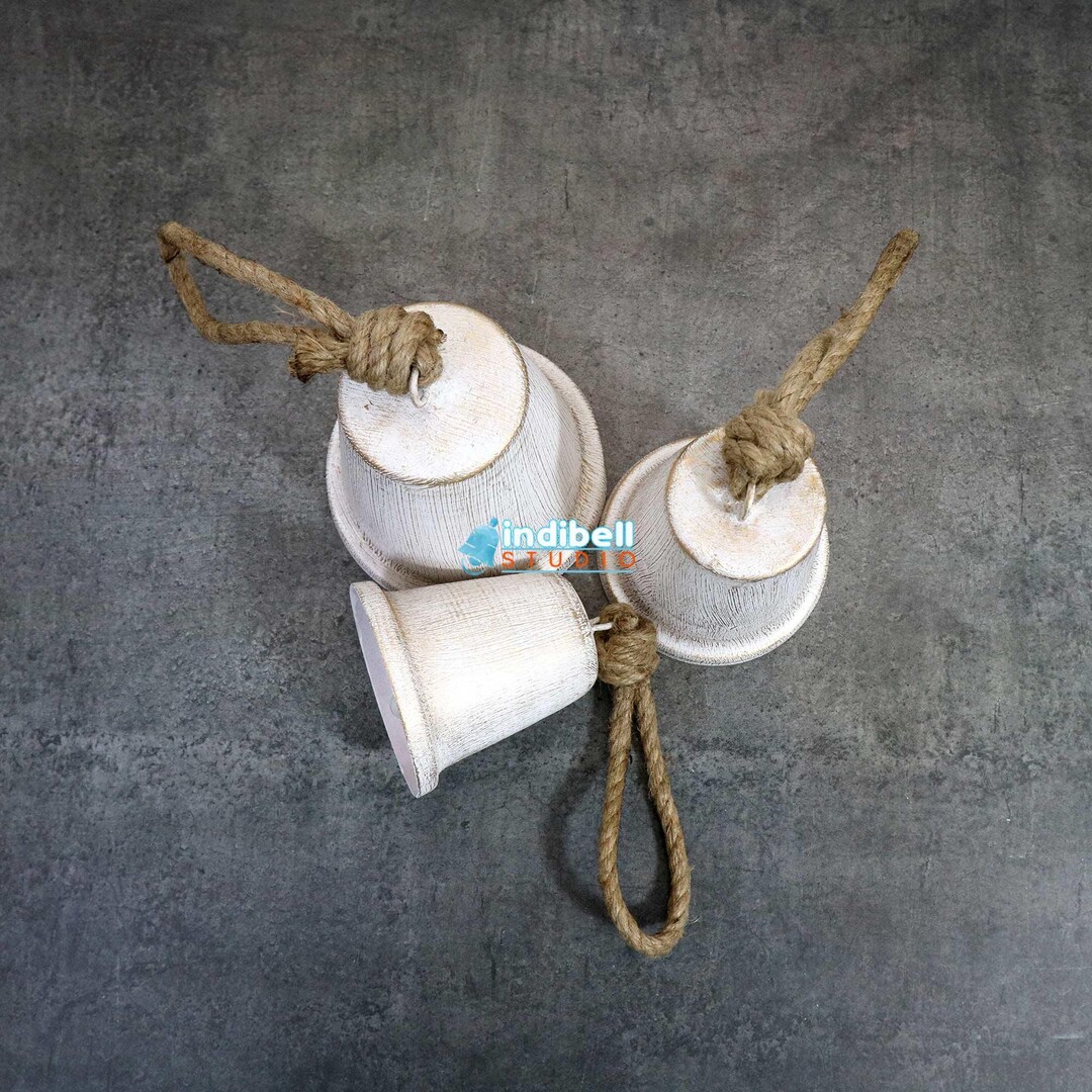 Distressed Antique Whitewashed Tin Bells Weathered Christmas Hanging ...