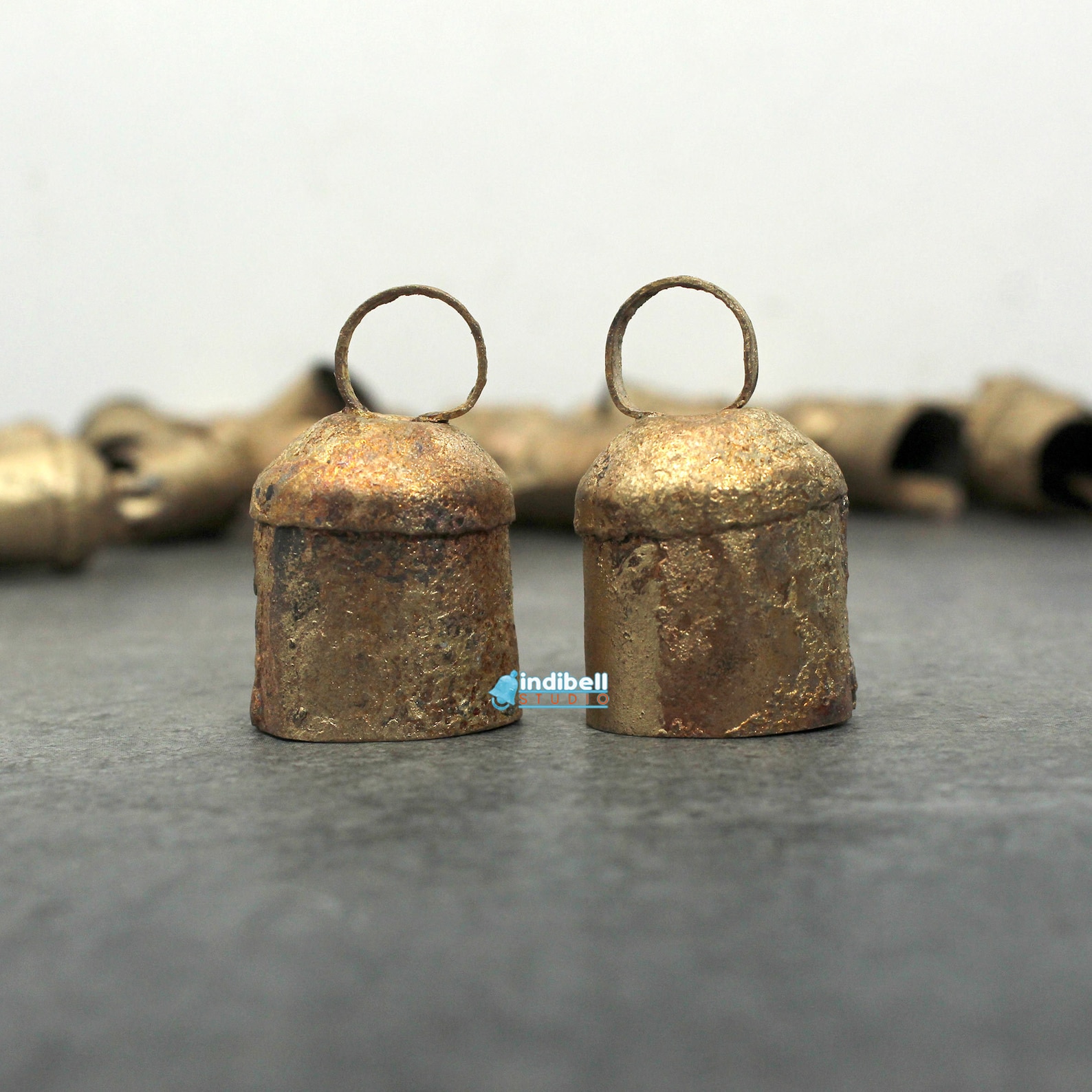 24 Vintage Rustic Mug Round Top Bells 1.75 Inch With Wooden - Etsy