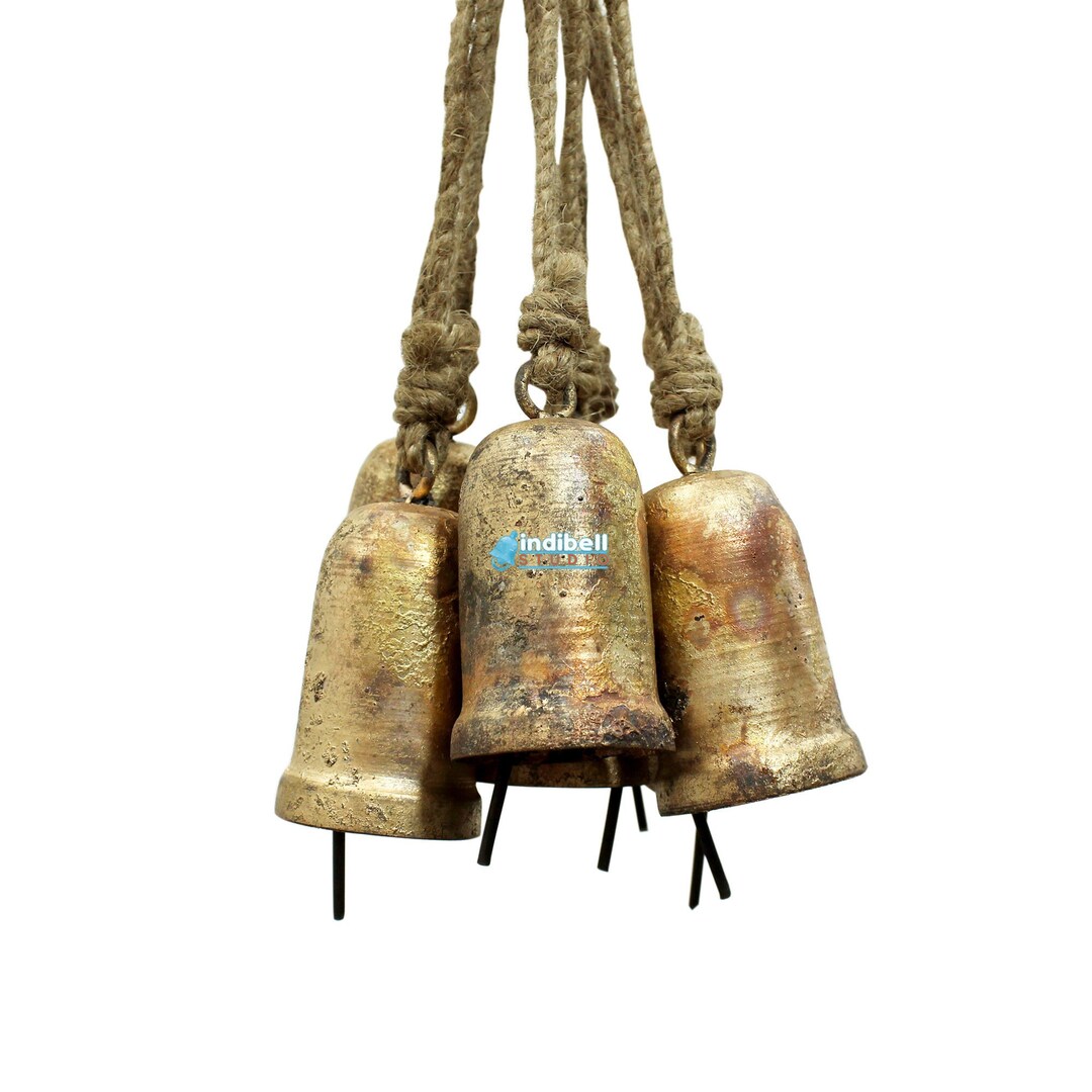 10 Garden Outdoor Decor Wind Chime Chimes Bells, Indian Rustic Golden ...