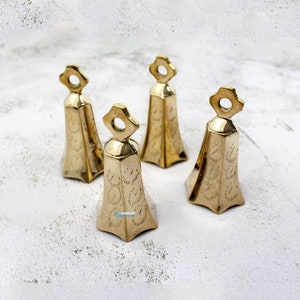 Brass Golden Vintage Altar Temple Bells Decor, Hexagonal Shape Hanging ...