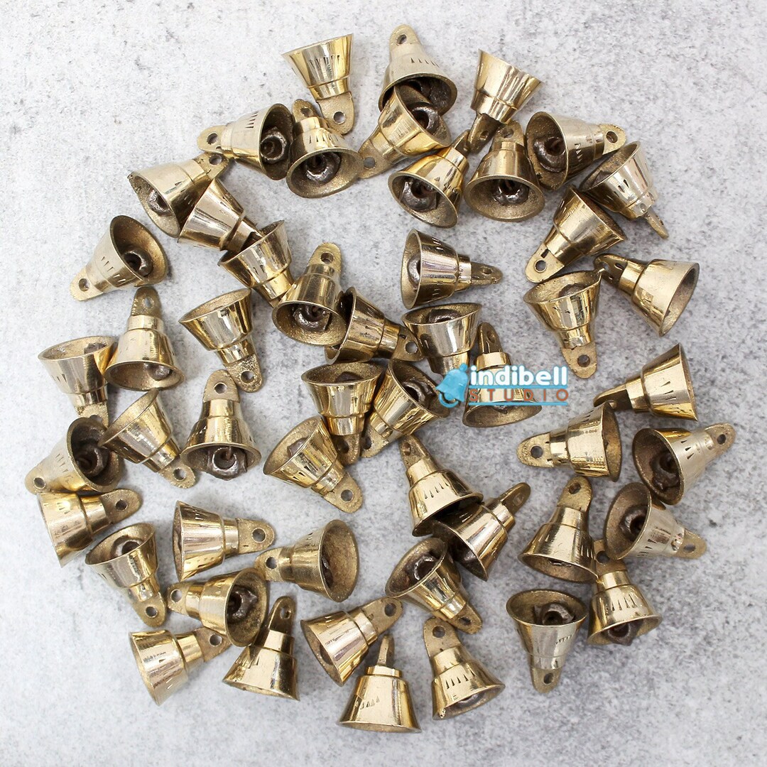 25 Golden Brass Bells, Bells From India, Bell Supplies, Mini Sarna ...