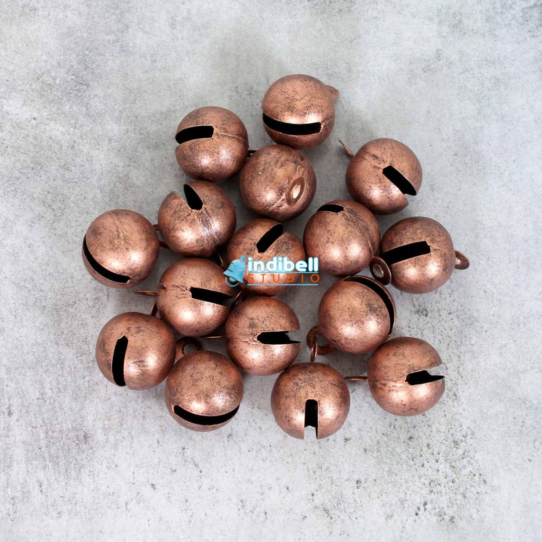 10 Retro Copper Jingle Bells for Holiday Decor, Vintage Antique Rattle ...
